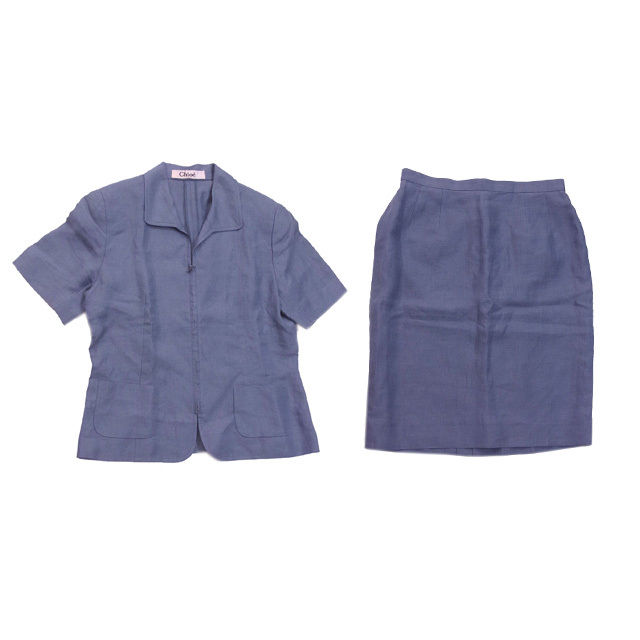 【BIGお買い物ラリー★30%OFFセール中】クロエ Chloe スーツ /ジップアップジャケット×スカート ブルー レディース 中古