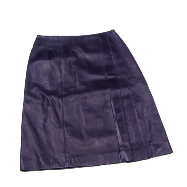 【BIGお買い物ラリー★30%OFFセール中】シャネル CHANEL スカートレザー ♯36サイズ ネイビー レディース 中古