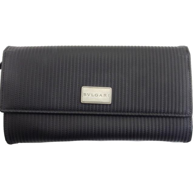【BIGお買い物ラリー★30%OFFセール中】ブルガリ BVLGARI 長財布ミレリゲ ロゴプレート ブラック レディース 中古