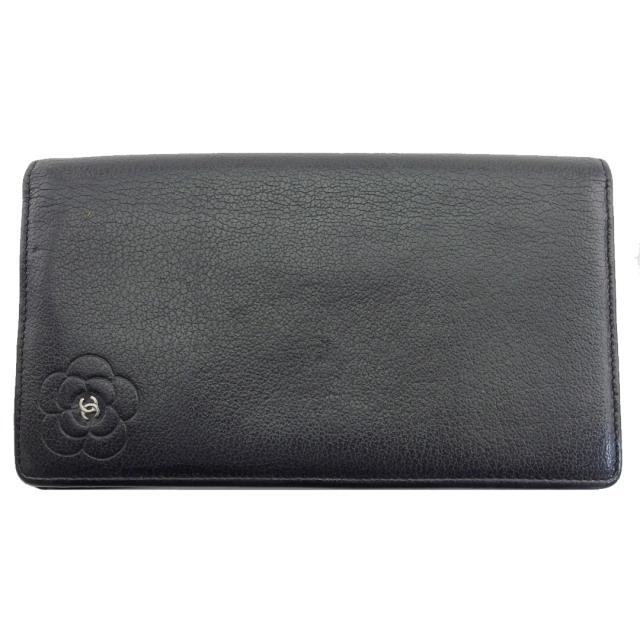 【BIGお買い物ラリー★30%OFFセール中】シャネル CHANEL 長財布バタフライカメリア ココマーク ブラック レディース 中古