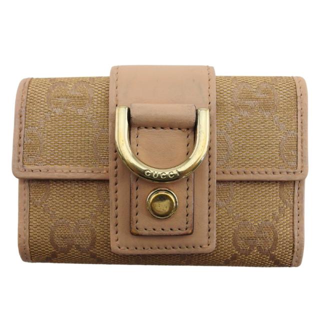 【BIGお買い物ラリー★30%OFFセール中】グッチ GUCCI キーケースGGキャンバス アビー ピンク ベージュ レディース 中古