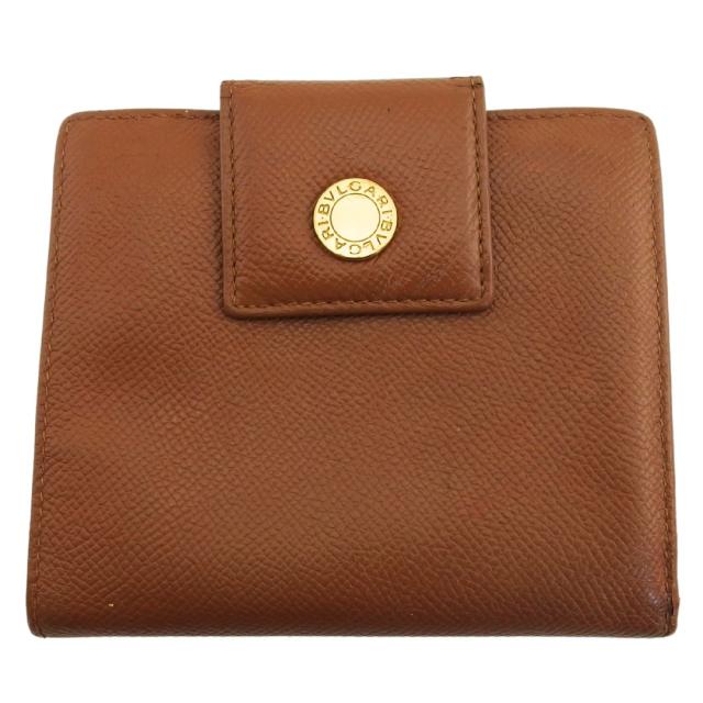 【BIGお買い物ラリー★30%OFFセール中】ブルガリ BVLGARI 二つ折り財布クラシコ ロゴボタン ライトブラウン レディース 中古