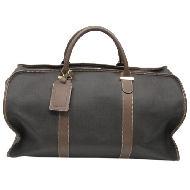 【BIGお買い物ラリー★30%OFFセール中】ダンヒル Dunhill ボストンバッグヘリンボーン グレー 灰色 ブラウン レディース 中古