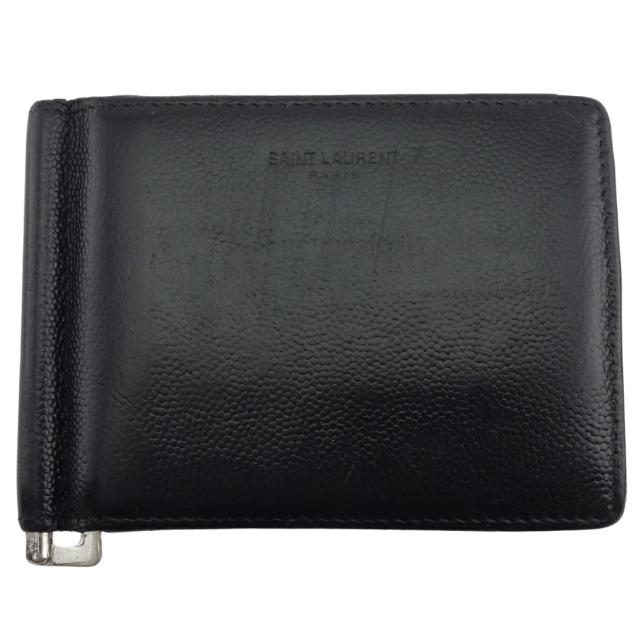 【BIGお買い物ラリー★30%OFFセール中】サンローラン SAINT LAURENT 札入れ ブラック×シルバー レディース 中古