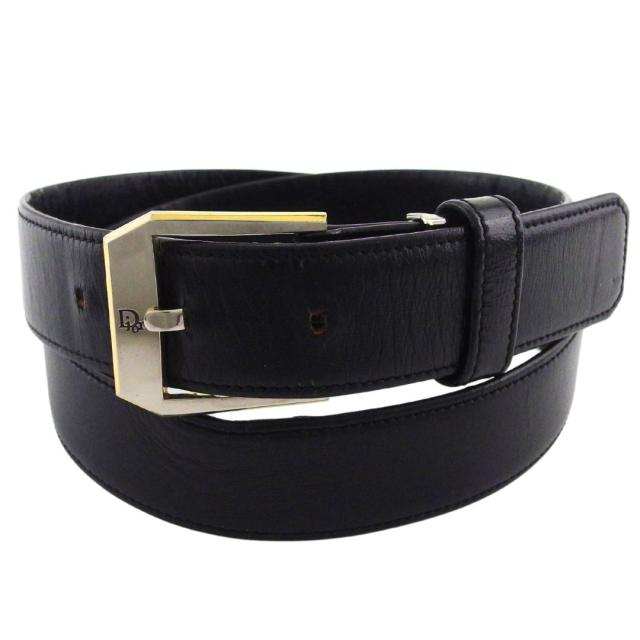 【BIGお買い物ラリー★30%OFFセール中】ディオール Dior ベルト ブラック×シルバー レディース 中古
