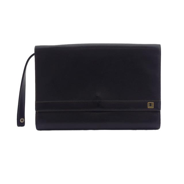 【BIGお買い物ラリー★30%OFFセール中】ダンヒル Dunhill クラッチバッグロゴプレート ブラック レディース 中古