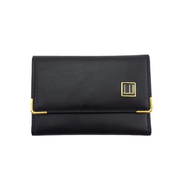 【BIGお買い物ラリー★30%OFFセール中】ダンヒル Dunhill キーケースロゴプレート 角プレート ブラック レディース 中古