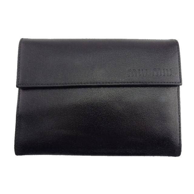 【BIGお買い物ラリー★30%OFFセール中】ミュウミュウ MIUMIU 三つ折り財布 ブラック レディース 中古