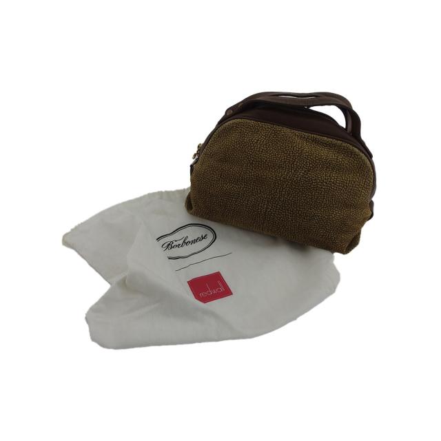 【BIGお買い物ラリー★30%OFFセール中】ボルボネーゼ BORBONESE ハンドバッグうずら柄 redwallタグ付き ベージュ ブラウン レディース 中古