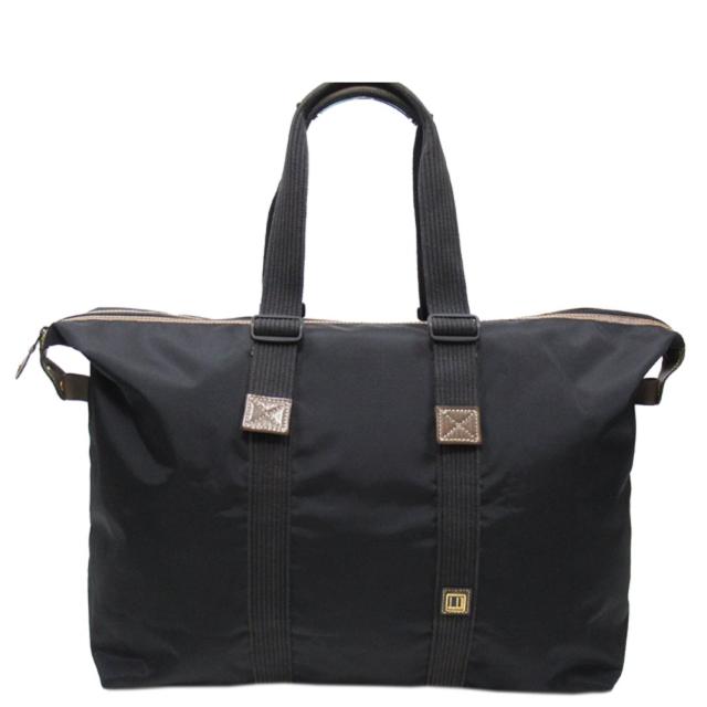 【BIGお買い物ラリー★30%OFFセール中】ダンヒル Dunhill ボストンバッグロゴプレート ブラック ブラウン レディース 中古