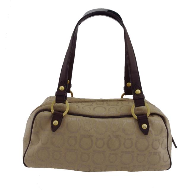 【BIGお買い物ラリー★30%OFFセール中】サルヴァトーレフェラガモ Salvatore Ferragamo ハンドバッグガンチーニ ベージュ×ブラウン レディース 中古