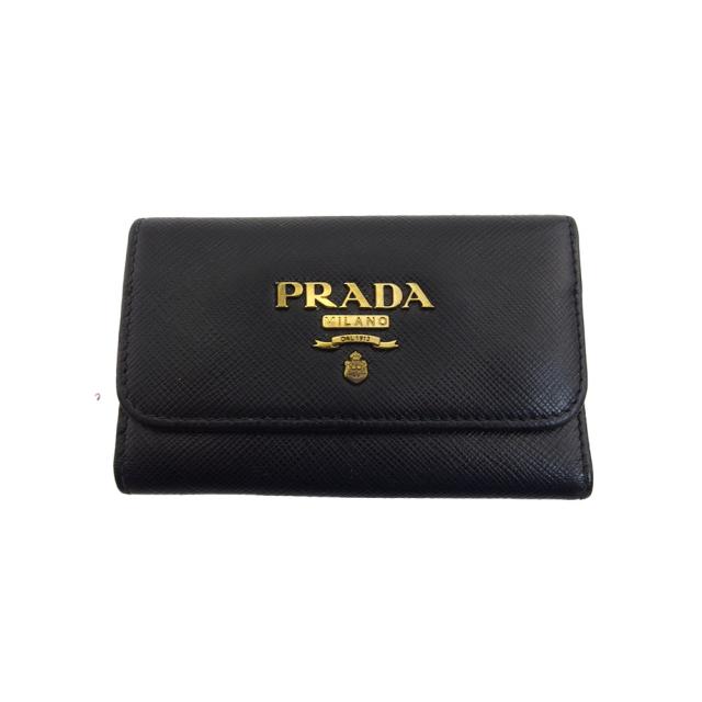 【BIGお買い物ラリー★30%OFFセール中】プラダ PRADA キーケースロゴ ブラック レディース 中古