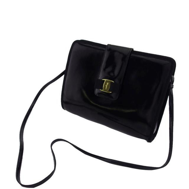 【BIGお買い物ラリー★30%OFFセール中】サルヴァトーレフェラガモ Salvatore Ferragamo ショルダーバッグヴァラリボン 2WAY ブラック レディース 中古