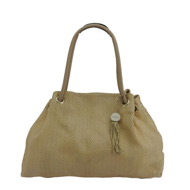【BIGお買い物ラリー★30%OFFセール中】フルラ Furla トートバッグカルメン ロゴチャームタッセル付き ベージュ レディース 中古