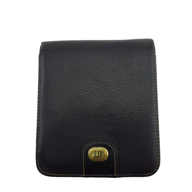 【BIGお買い物ラリー★30%OFFセール中】ダンヒル Dunhill 二つ折り財布ロゴプレート ブラック レディース 中古