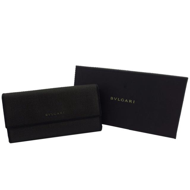 【X'masセール★30%OFF】ブルガリ BVLGARI 長財布ヘリンボーン ウィークエンド グレー 灰色 ブラック系 レディース 中古