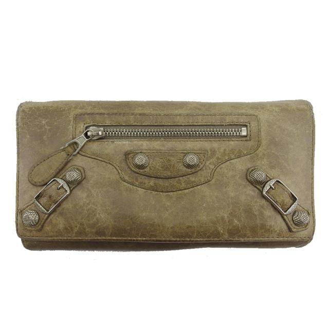 【BIGお買い物ラリー★30%OFFセール中】バレンシアガ BALENCIAGA 長財布ジャイアントコンチネンタル ベージュ グレー 灰色 レディース 中古