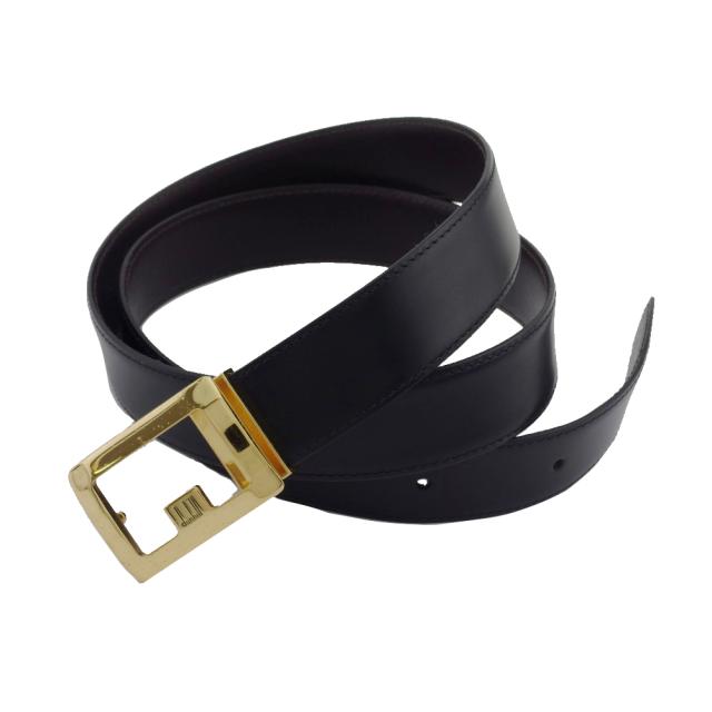 【BIGお買い物ラリー★30%OFFセール中】ダンヒル Dunhill ベルト ブラック×ゴールド レディース 中古