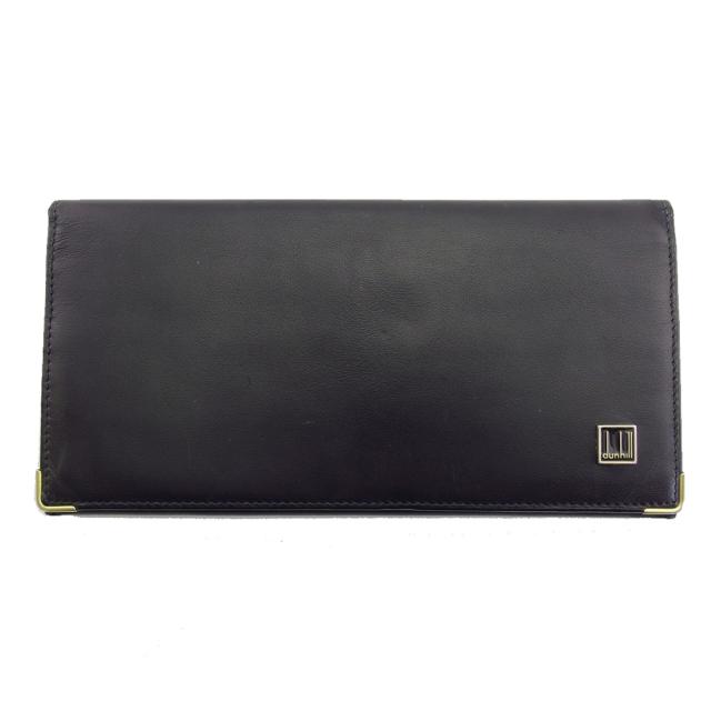 【BIGお買い物ラリー★30%OFFセール中】ダンヒル Dunhill 長財布 ブラック×ゴールド レディース 中古