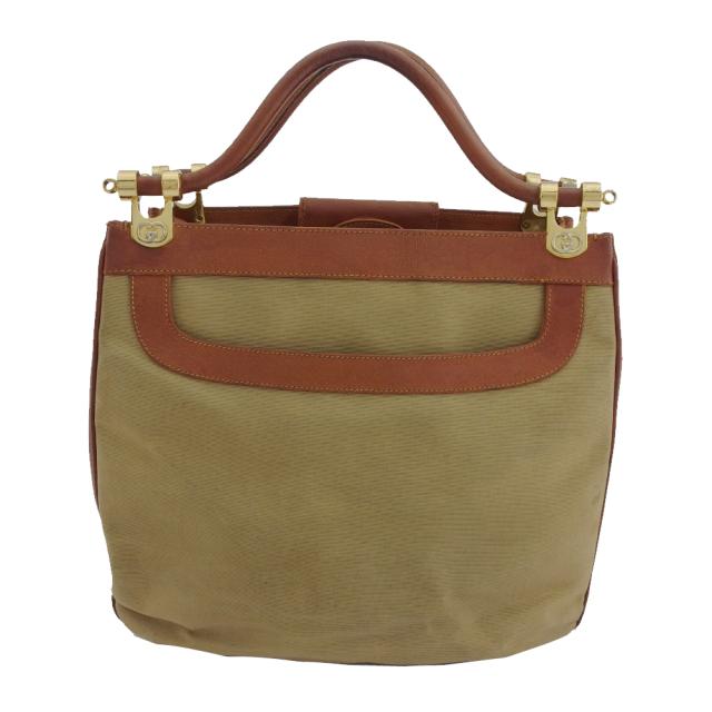 【X'masセール★30%OFF】グッチ GUCCI ハンドバッグ ブラウン×ベージュ レディース 中古