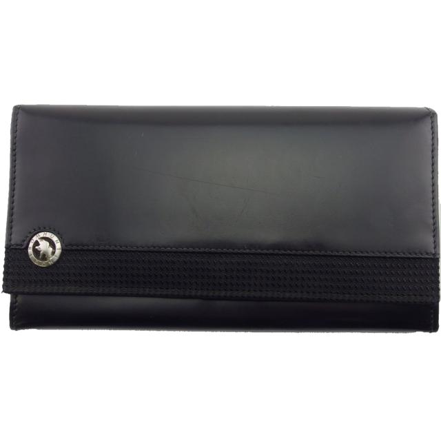 【BIGお買い物ラリー★30%OFFセール中】ハンティングワールド HUNTING WORLD 長財布 ブラック×シルバー レディース 中古