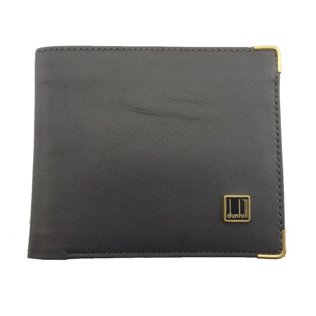 【BIGお買い物ラリー★30%OFFセール中】ダンヒル Dunhill 札入れ グレー×ゴールド レディース 中古