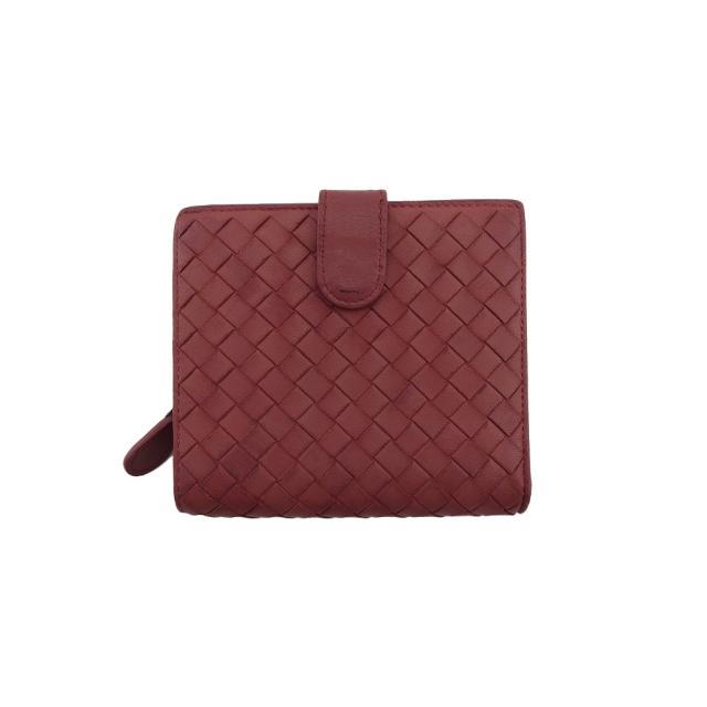 【X'masセール★30%OFF】ボッテガヴェネタ BOTTEGAVENETA 二つ折り財布イントレチャート ローズ×ベージュ レディース 中古