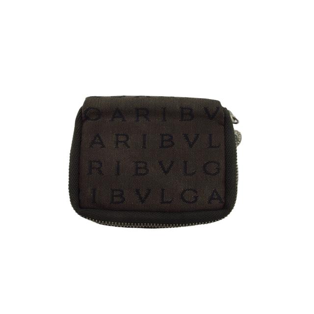 【X'masセール★30%OFF】ブルガリ BVLGARI ポーチロゴマニア 内側ミラー付き ブラウン ブラック レディース 中古