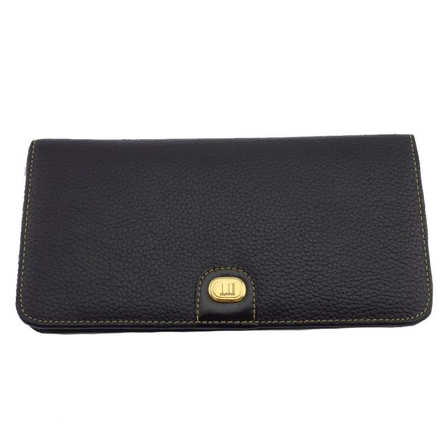 【X'masセール★30%OFF】ダンヒル Dunhill 長財布ロゴプレート ブラック レディース 中古