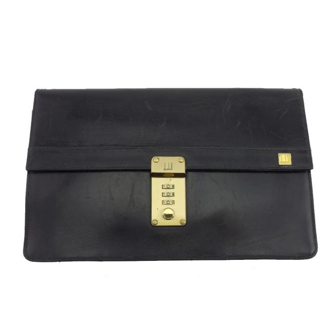 【X'masセール★30%OFF】ダンヒル Dunhill クラッチバッグロゴプレート ブラック レディース 中古
