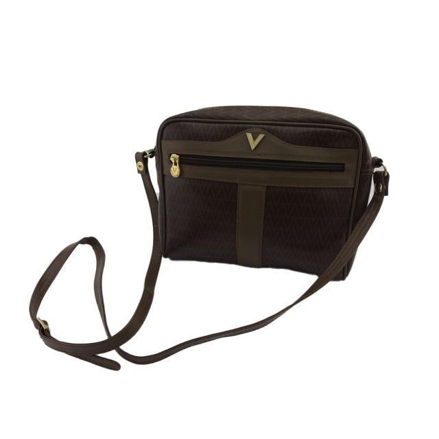 【BIGお買い物ラリー★30%OFFセール中】マリオ・ヴァレンティノ MARIO VALENTINO ショルダーバッグVマーク ブラウン ベージュ レディース 中古