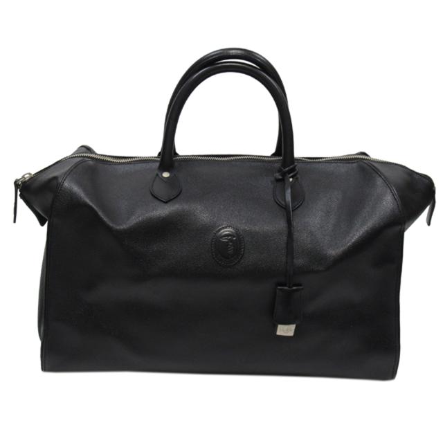 【BIGお買い物ラリー★30%OFFセール中】トラサルディ TRUSSARDI ボストンバッググレイハウンドマーク COLLEZIONE CRESPO ブラック レディース 中古