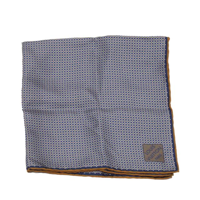 【BIGお買い物ラリー★30%OFFセール中】ルイ・ヴィトン LOUIS VUITTON ハンカチ総柄 ネイビー カーキ ブラウン系 レディース 中古
