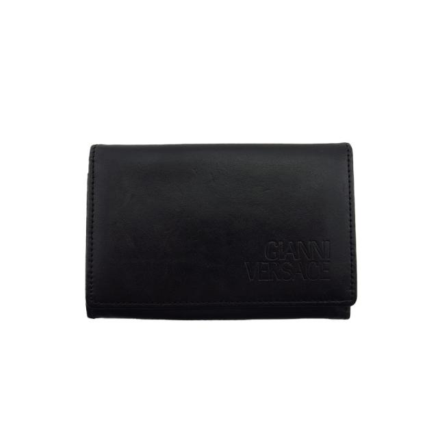【BIGお買い物ラリー★30%OFFセール中】ジャンニ・ヴェルサーチ Gianni Versace カードケースロゴ ヴェルサーチ ブラック レディース 中古