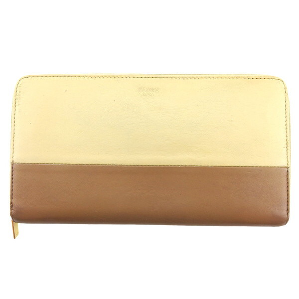 【X'masセール★30%OFF】セリーヌ CELINE 長財布 ベージュ×ライトブラウン レディース 中古