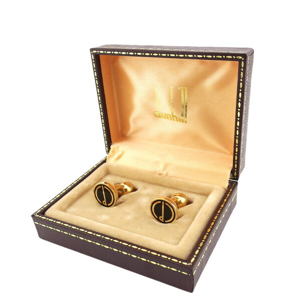 【X'masセール★30%OFF】ダンヒル Dunhill カフス ゴールド×ブラック レディース 中古