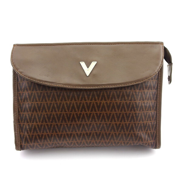 【BIGお買い物ラリー★30%OFFセール中】マリオ・ヴァレンティノ MARIO VALENTINO クラッチバッグ ブラウン×ライトブラウン×ゴールド レディース 中古