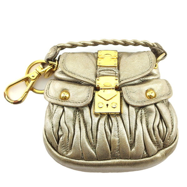 【BIGお買い物ラリー★30%OFFセール中】ミュウミュウ MIUMIU キーリング ゴールド レディース 中古