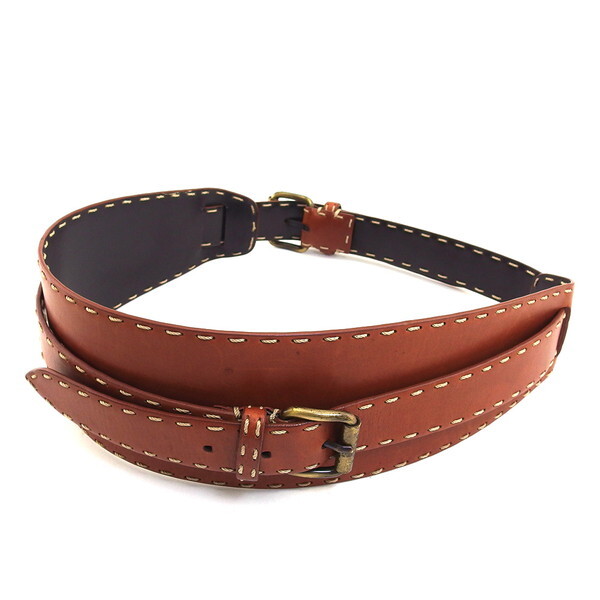 【BIGお買い物ラリー★30%OFFセール中】セリーヌ CELINE ベルト ブラウン×真鍮 レディース 中古