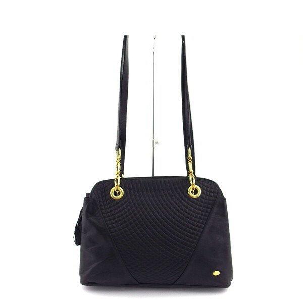 【X'masセール★30%OFF】バリー BALLY ショルダーバッグ ブラック×ゴールド レディース 中古