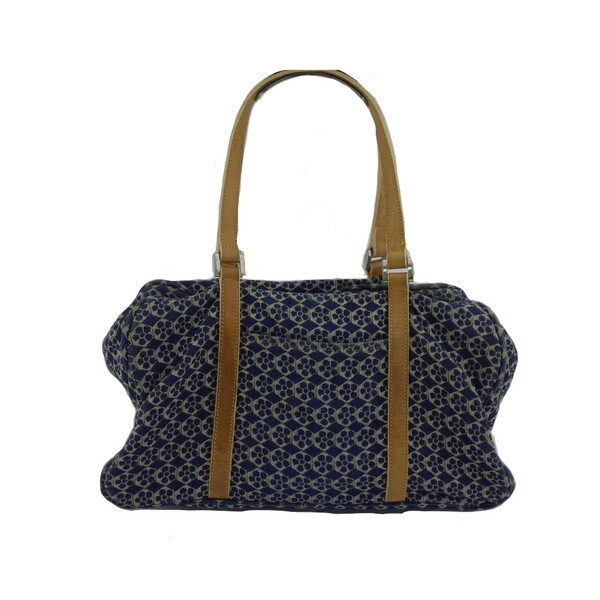 【BIGお買い物ラリー★30%OFFセール中】ハンドバッグ ネイビー×ホワイト×ブラウン レディース 中古