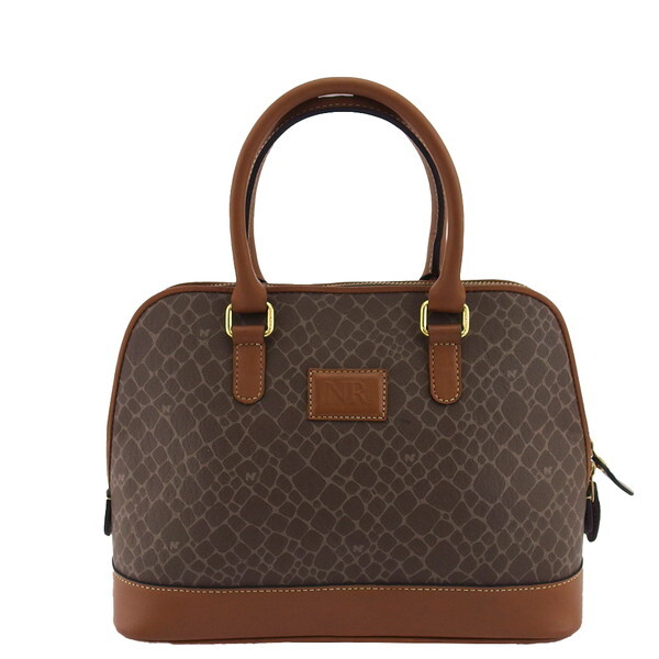 【BIGお買い物ラリー★30%OFFセール中】ニナリッチ NINA RICCI ハンドバッグヌーボー柄 ダークブラウン×ブラウン レディース 中古