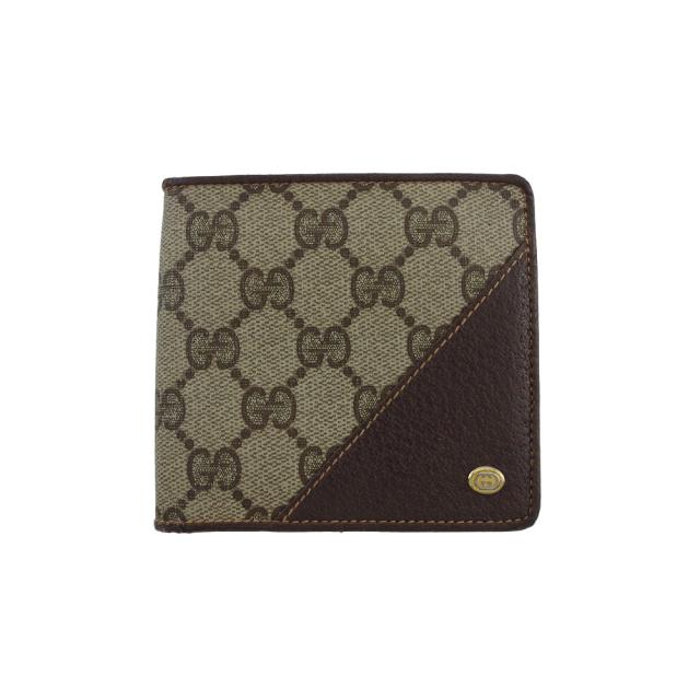 【BIGお買い物ラリー★30%OFFセール中】グッチ GUCCI 二つ折り財布GG柄 ブラウン×ベージュ レディース 中古
