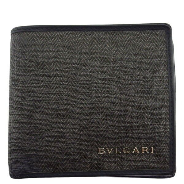 【BIGお買い物ラリー★30%OFFセール中】ブルガリ BVLGARI 二つ折り財布 ウィークエンド ダークグレー×ブラック×ゴールド レディース 中古