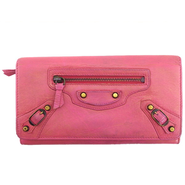 【X'masセール★30%OFF】バレンシアガ BALENCIAGA 長財布 ピンク レディース 中古