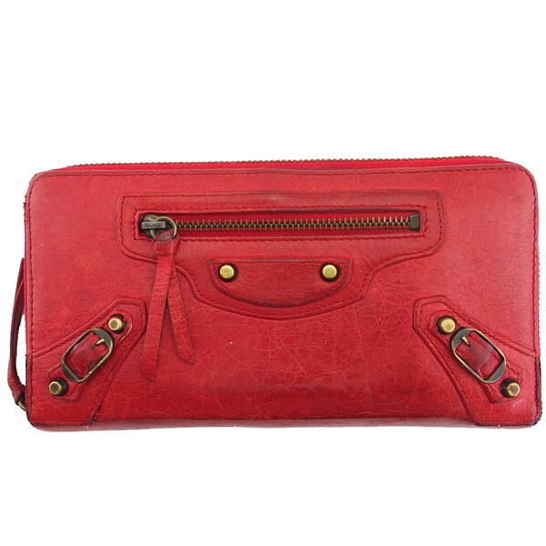【X'masセール★30%OFF】バレンシアガ BALENCIAGA 長財布 レッド レディース 中古