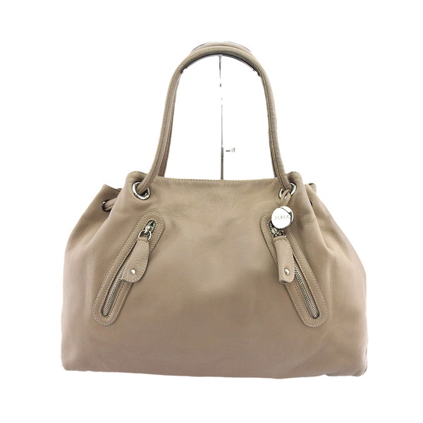 【X'masセール★30%OFF】フルラ Furla トートバッグカルメン ロゴチャーム付き ベージュ レディース 中古