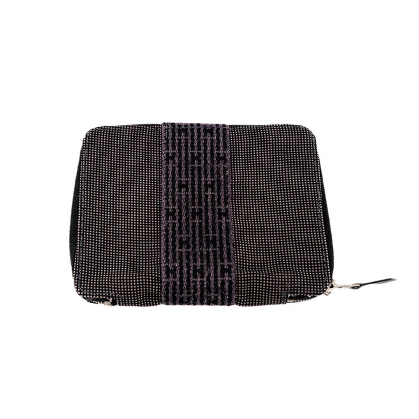 【BIGお買い物ラリー★30%OFFセール中】エルメス HERMES 手帳カバーエールライン グレー 灰色 ブラック レディース 中古