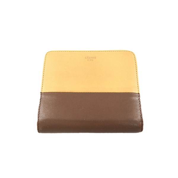 【BIGお買い物ラリー★30%OFFセール中】セリーヌ CELINE 二つ折り財布バイカラー イエロー ブラウン レディース 中古