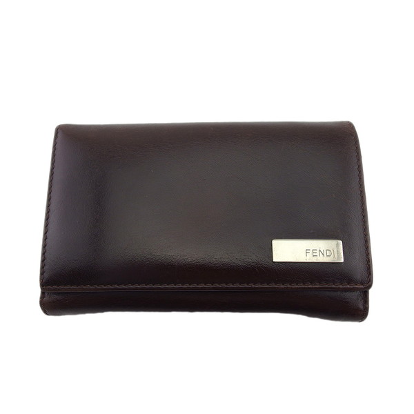 【BIGお買い物ラリー★30%OFFセール中】フェンディ FENDI 長財布ロゴプレート ブラウン レディース 中古
